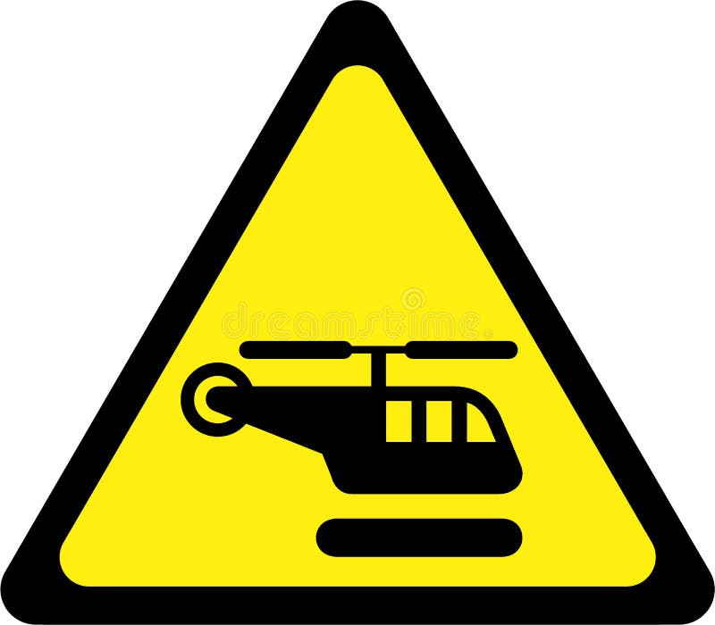 Helicopter Warning Caution Red Triangular Road Sign Isolated On White ...