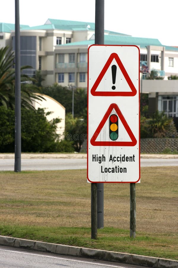 Warning Sign at High Accident Area Stock Image - Image of busy, warning ...