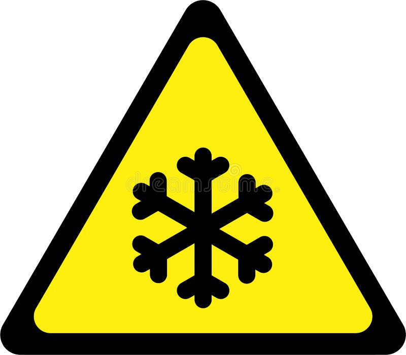 Warning sign with ice stock illustration. Illustration of rime - 129359137