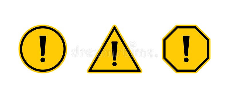 Warning Sign Icon Set in Generic Style. Danger Caution Symbol Stock ...