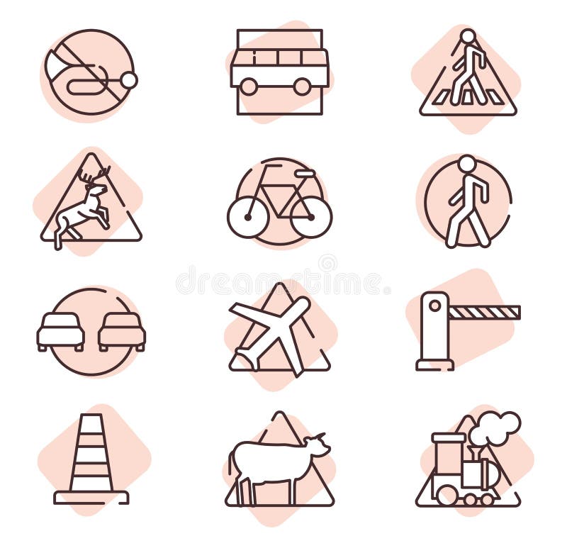 Warning Sign Icon Set, Icon Stock Vector - Illustration of danger ...