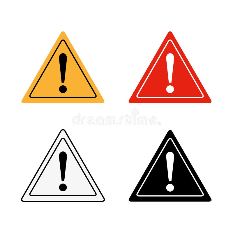 Warning Sign Icon Set Simple Design Stock Illustration - Illustration ...