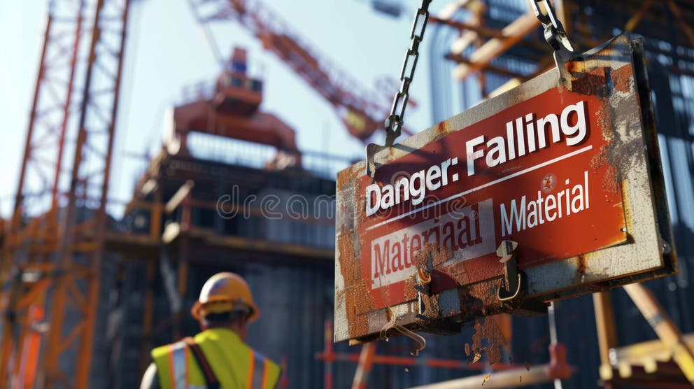 Warning Sign Indicating Danger of Falling Materials at a Construction ...