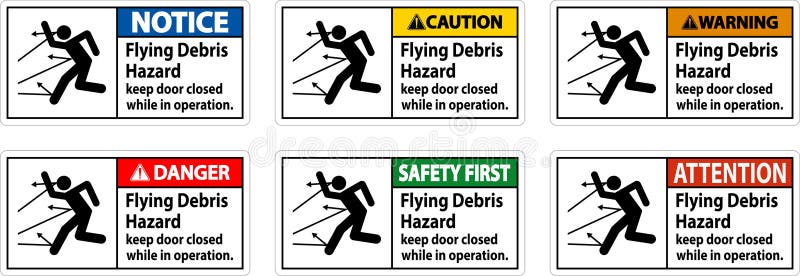 Warning Sign Indicating the Risk of Flying Debris, Advising To Keep the ...