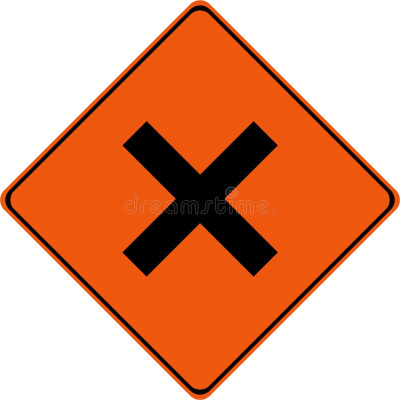 Warning Sign with Intersection Stock Illustration - Illustration of ...