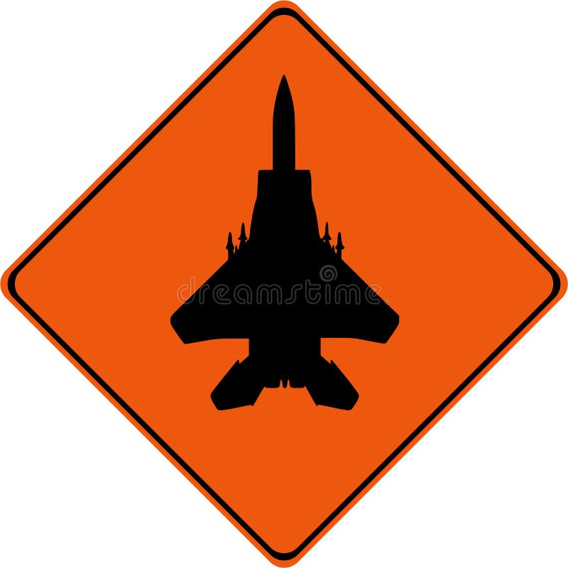 Warning sign with jet stock illustration. Illustration of airplane ...
