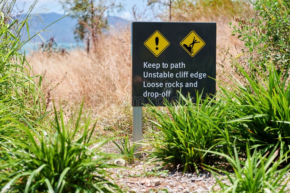 Warning sign keep to path stock photo. Image of overlooking - 46256750