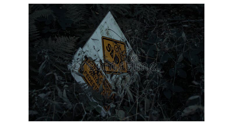 Warning Sign Knocked into a Ditch Stock Image - Image of cyclist ...