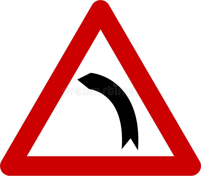 Bend To Left Warning Sign Line Icon Stock Vector - Illustration of ...