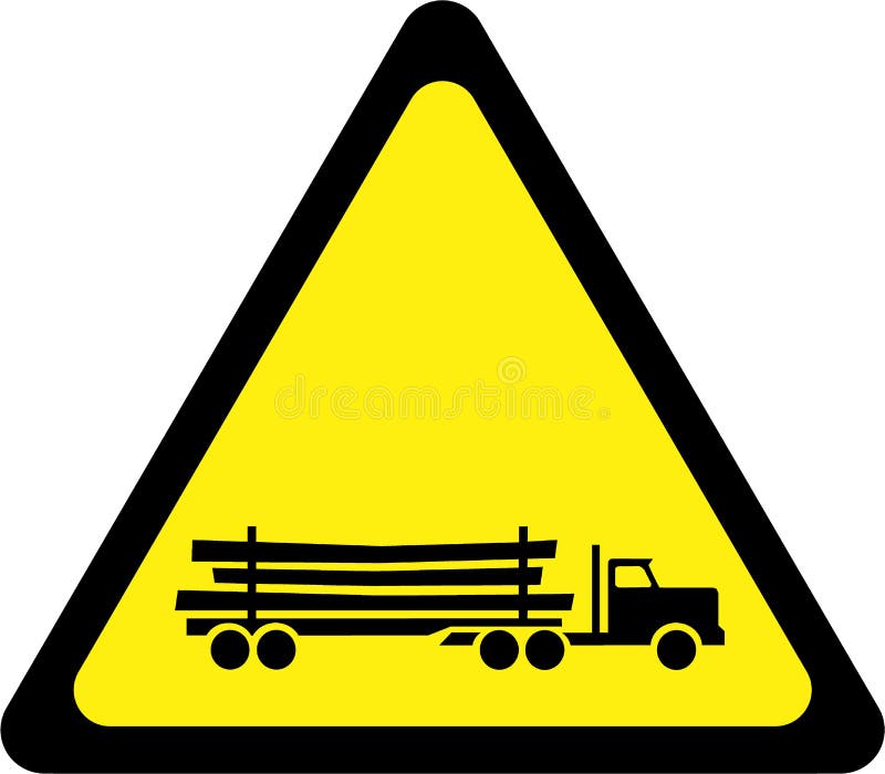 Warning Sign with Logging Truck Stock Illustration - Illustration of ...