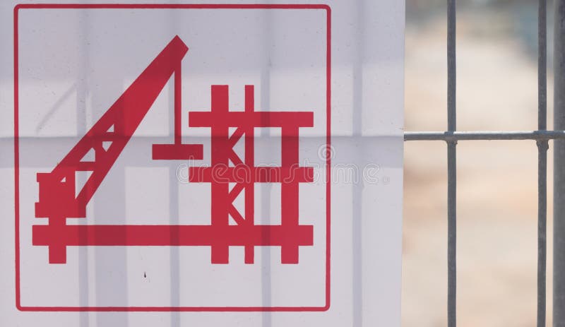 Warning Sign on a Metal Grid. Red Warning Sign. Construction. Stock ...