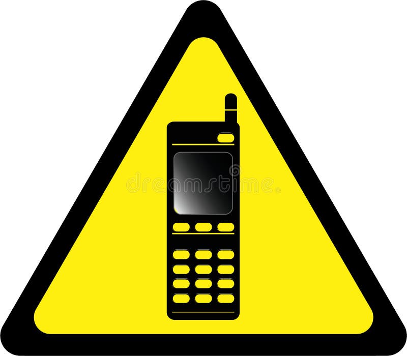 Warning Sign with Mobile Phone Stock Illustration - Illustration of ...