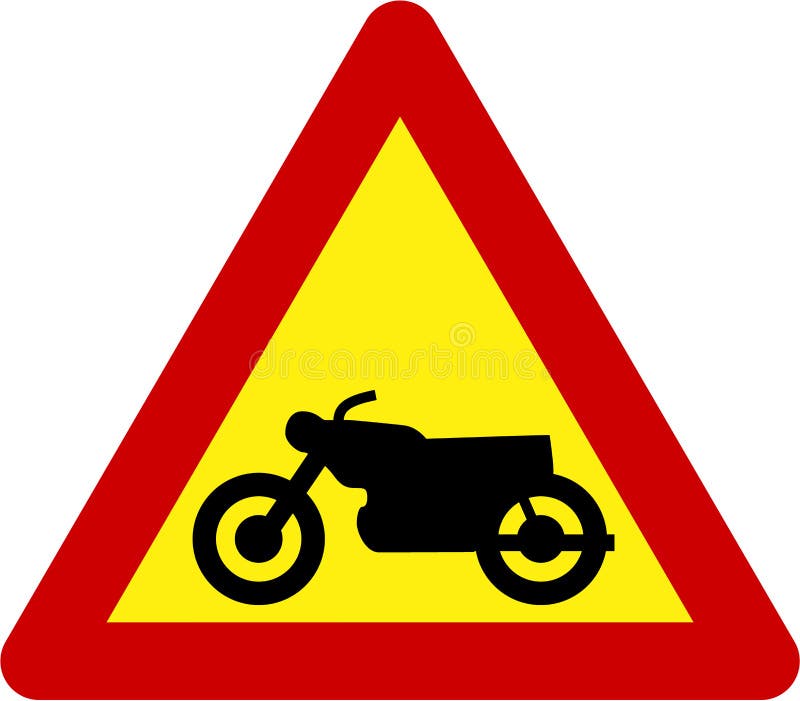 Warning Sign with Motorcycle Stock Illustration - Illustration of sign ...