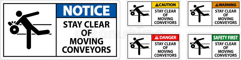 Warning Sign Moving Conveyors Stay Clear Stock Vector - Illustration of ...