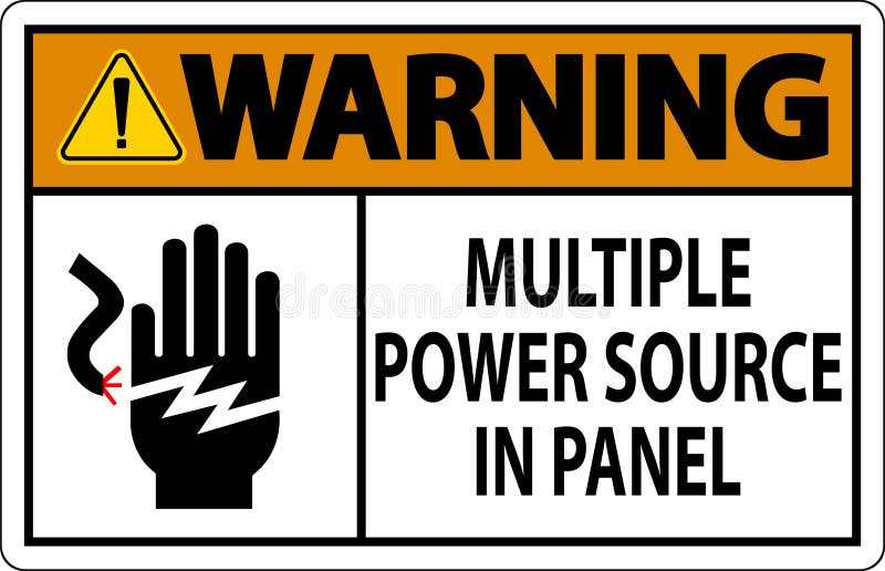 Warning Sign Multiple Power Source in Panel Stock Vector - Illustration ...