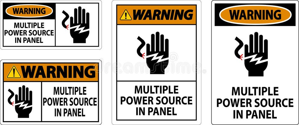 Warning Sign Multiple Power Source in Panel Stock Vector - Illustration ...