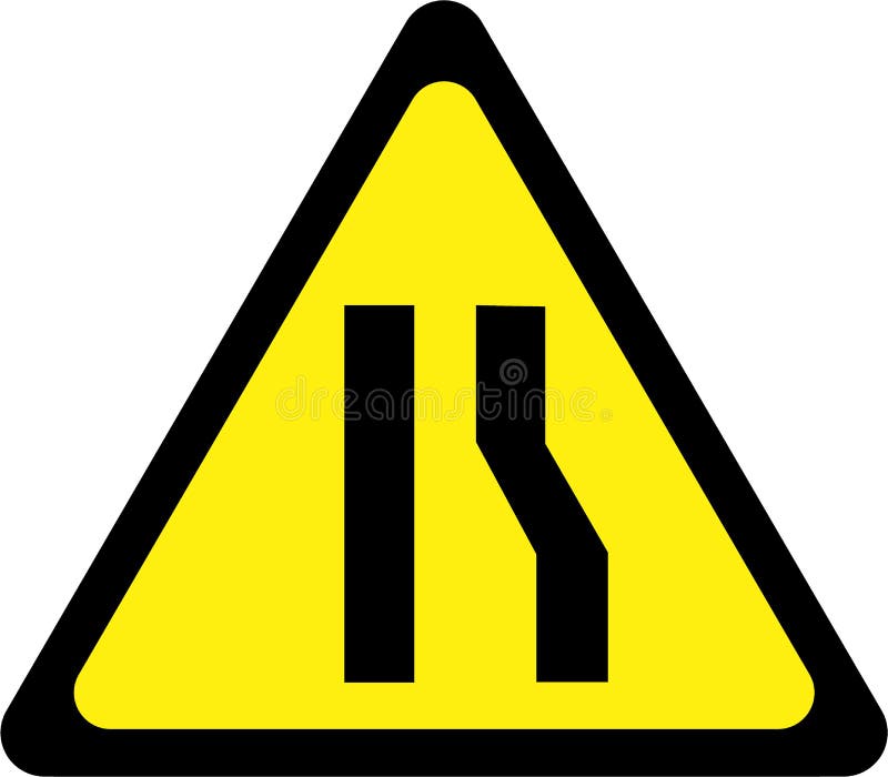 Warning Sign with Narrow Road on Right Stock Illustration ...