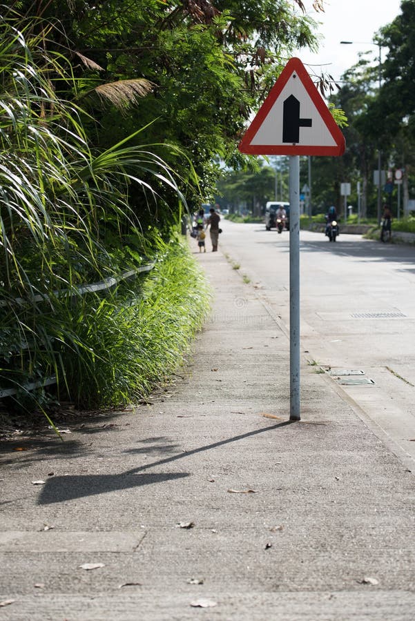 Warning Sign Near Road Outdoor Stock Image - Image of safety, square ...