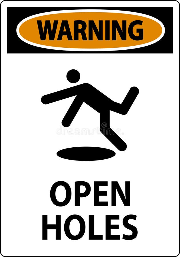 Warning Sign Open Holes stock vector. Illustration of label - 297976534