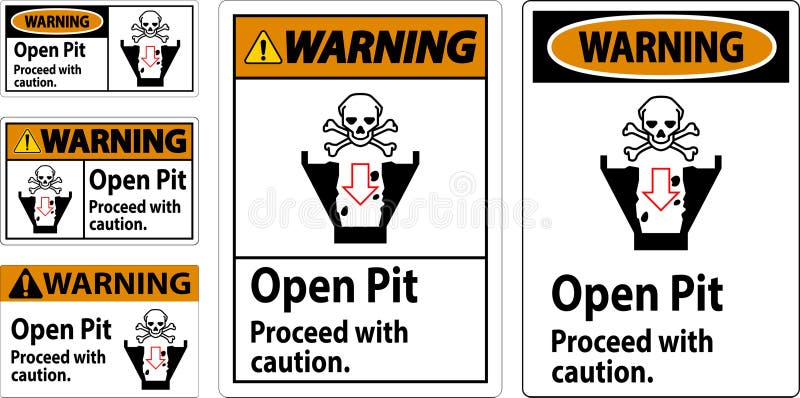 Warning Sign Open Pit Proceed with Caution Stock Vector - Illustration ...