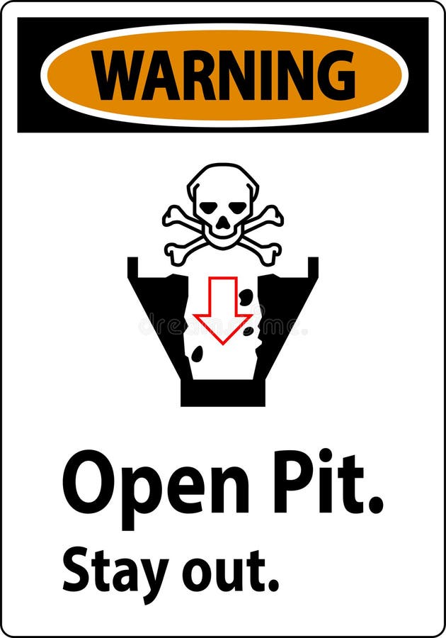 Warning Sign Open Pit, Stay Out Stock Vector - Illustration of ditch ...