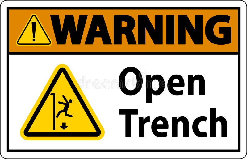 Warning Sign Open Trench stock vector. Illustration of pictogram ...