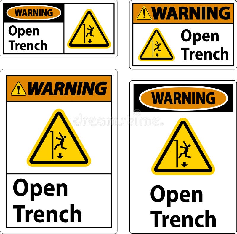 Warning Sign Open Trench stock vector. Illustration of engineering ...