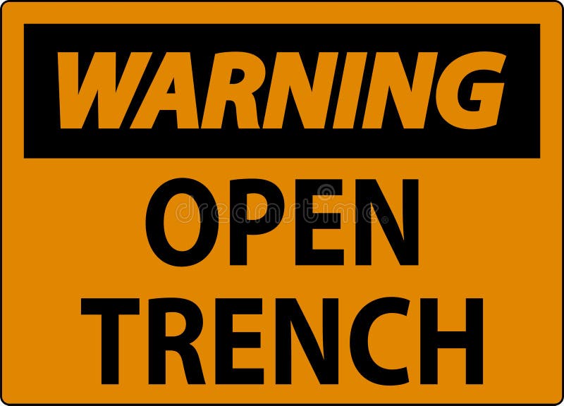 Warning Sign Open Trench stock vector. Illustration of caution - 297222463