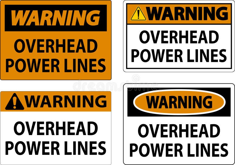 Warning Sign Overhead Power Lines Stock Vector - Illustration of power ...