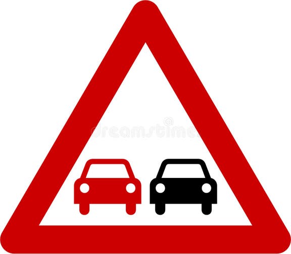 Warning Sign with Overtaking Stock Illustration - Illustration of sign ...