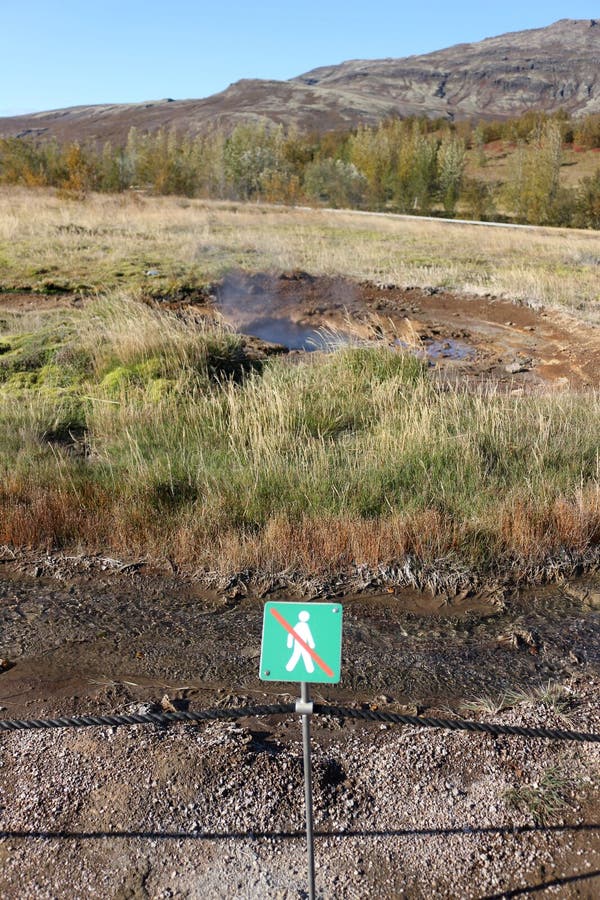 Warning Sign Path Geysir Iceland Stock Photos - Free & Royalty-Free ...