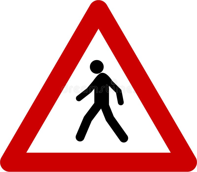 Warning Sign with Pedestrian Stock Illustration - Illustration of ...