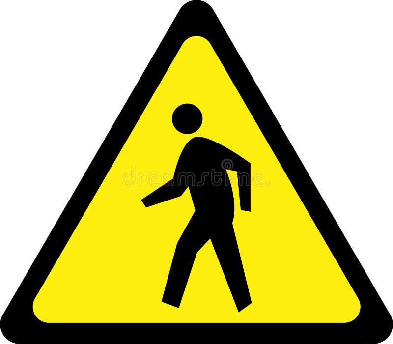 Warning Sign with Pedestrian Stock Illustration - Illustration of ...