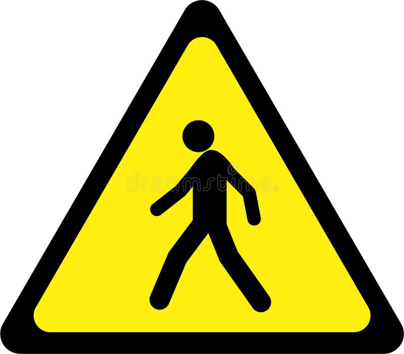 Warning Sign with Pedestrian Stock Illustration - Illustration of ...