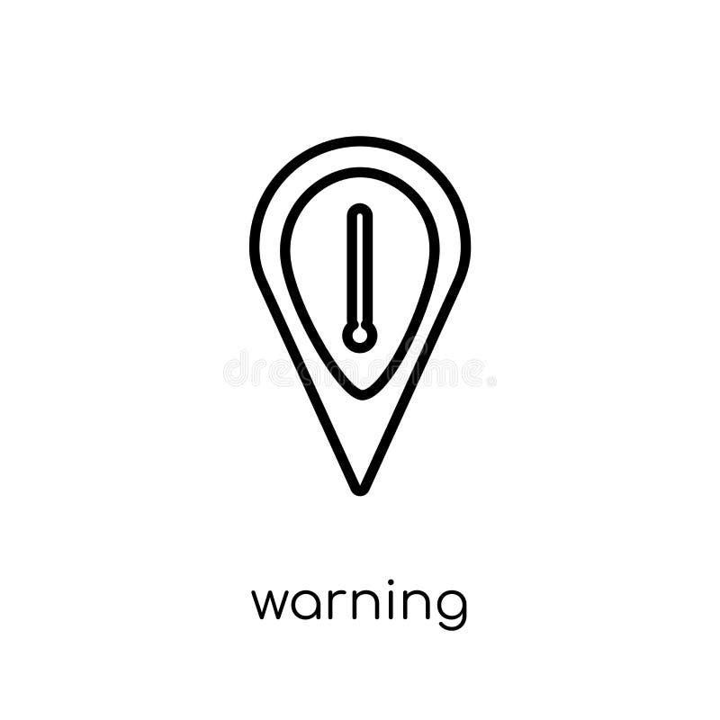 Warning Sign Pin Icon. Trendy Modern Flat Linear Vector Warning Stock ...