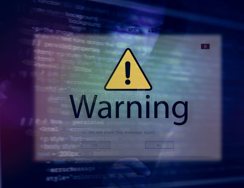 A warning sign pop up stock photo. Image of server, screen - 113773140