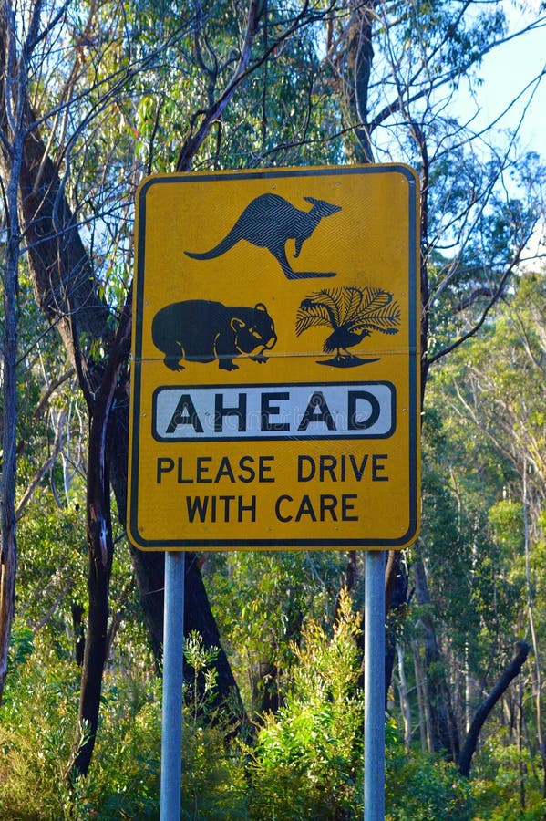 A Warning Sign Posted for Animal Protection in Australia Stock Image ...