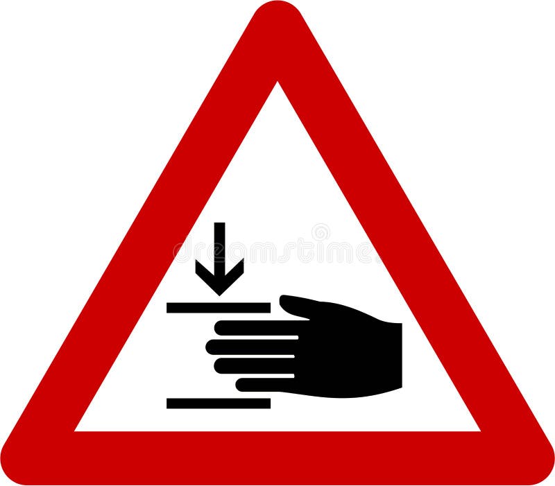 Warning Sign with Press Machine Stock Illustration - Illustration of ...