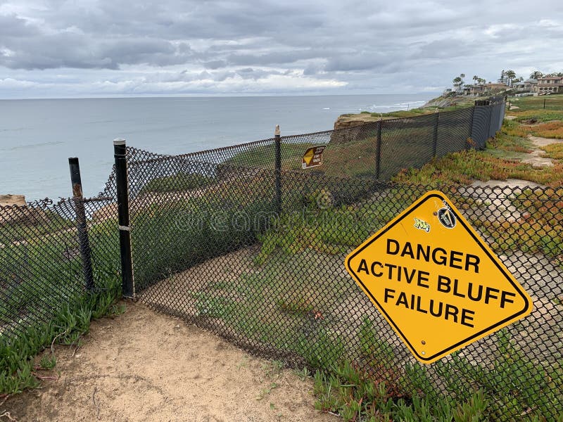Danger: Active Bluff Failure Stock Photo - Image of coast, background ...
