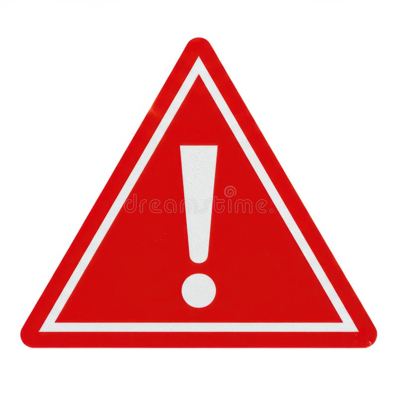 Red Triangle Warning Sign stock illustration. Illustration of white ...
