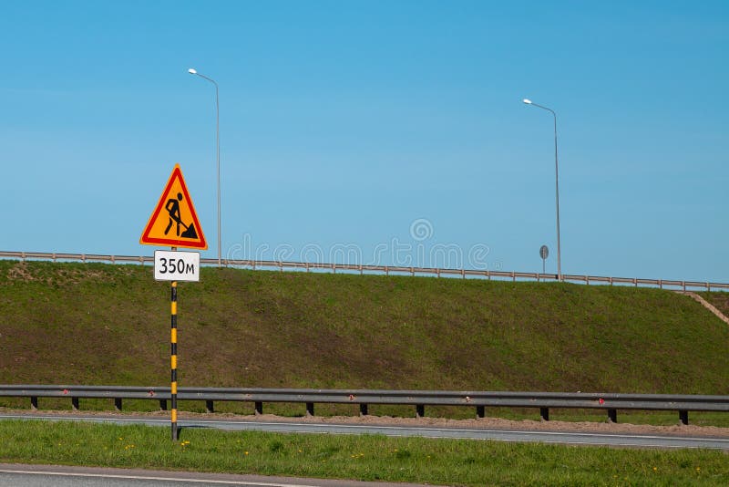 The Sign of the Repair Work, Concept of the Danger Stock Photo - Image ...