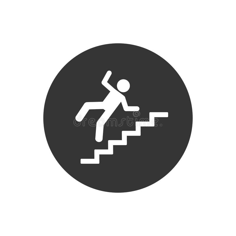 Warning Sign - Risk of Falling of the Stairs. Vector Icon Stock Vector ...