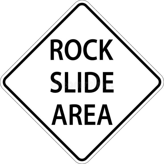 Warning Sign Rock Slide Area Stock Vector - Illustration of highway ...