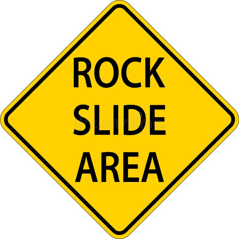 Warning Sign Rock Slide Area Stock Vector - Illustration of notice ...
