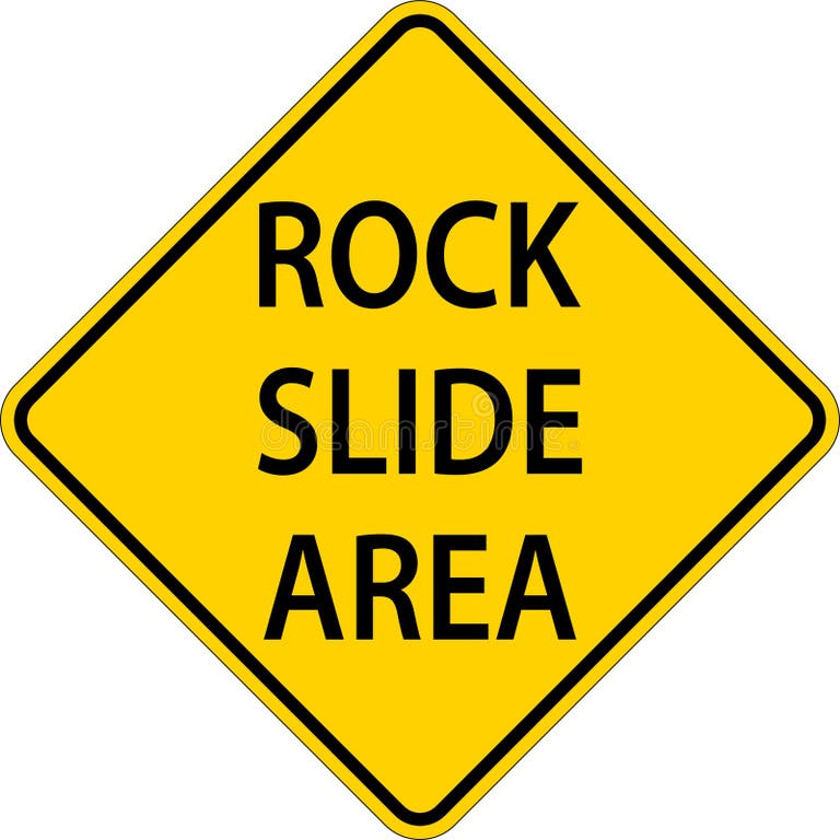 Warning Sign Rock Slide Area Stock Vector - Illustration of notice ...