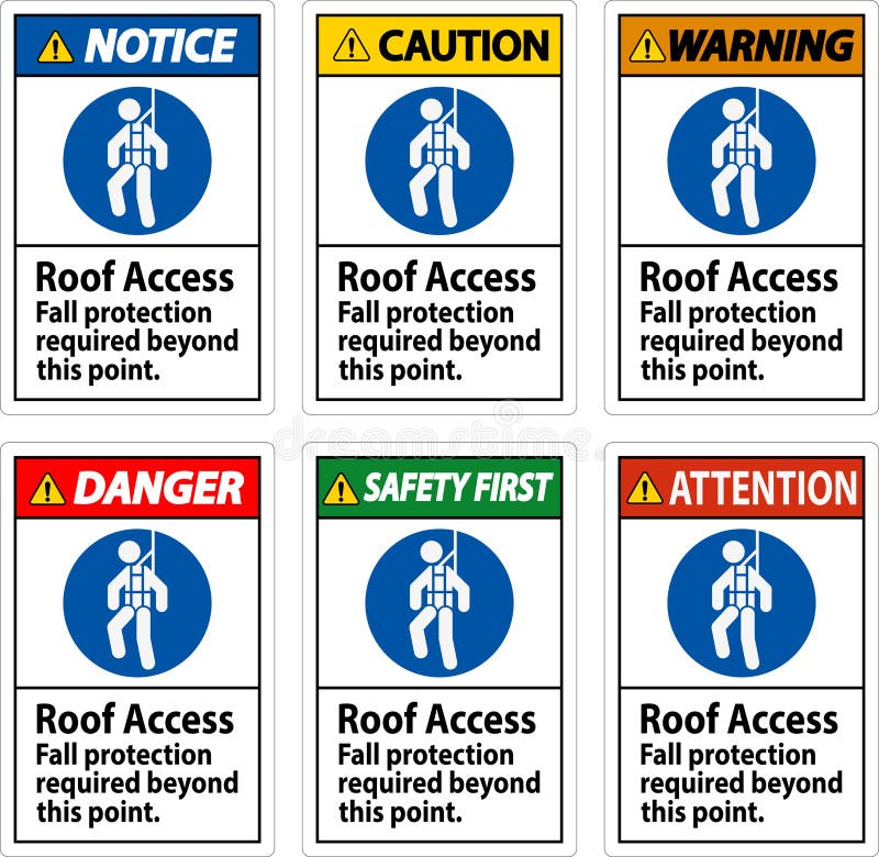 Warning Sign, Roof Access - Fall Protection Required Beyond this Point ...