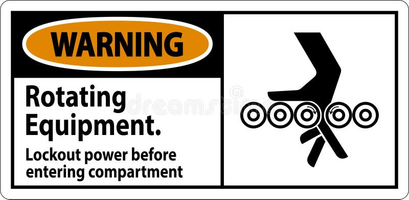 Warning Sign, Rotating Equipment, Lockout Power before Entering ...