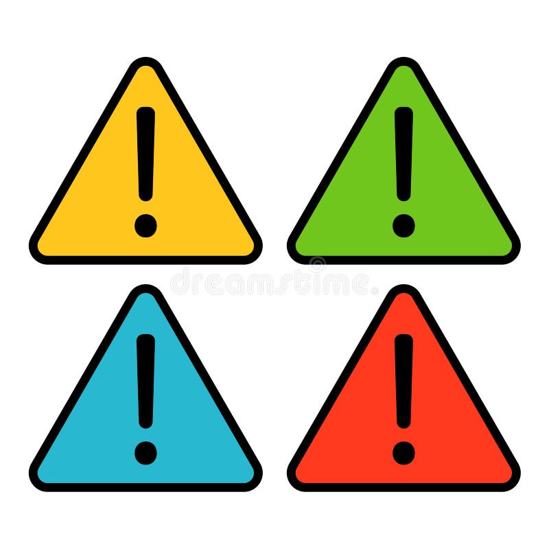 Warning Sign Set Isolated, Green Caution Vector Illustration Stock ...