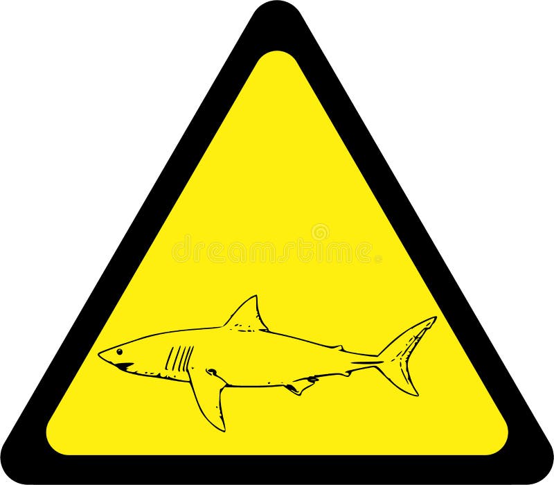 Warning sign with shark stock illustration. Illustration of safety ...
