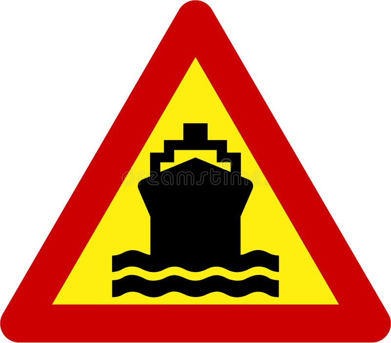 Warning sign with ship stock illustration. Illustration of boat - 209785885